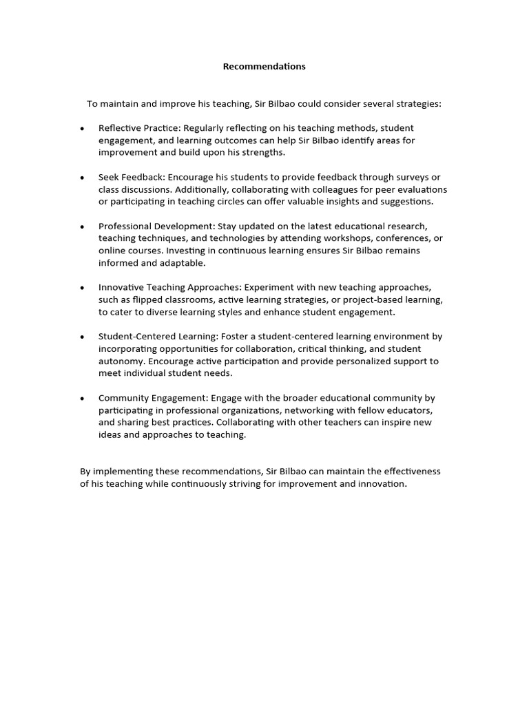 Recommendations | PDF | Learning | Educational Technology