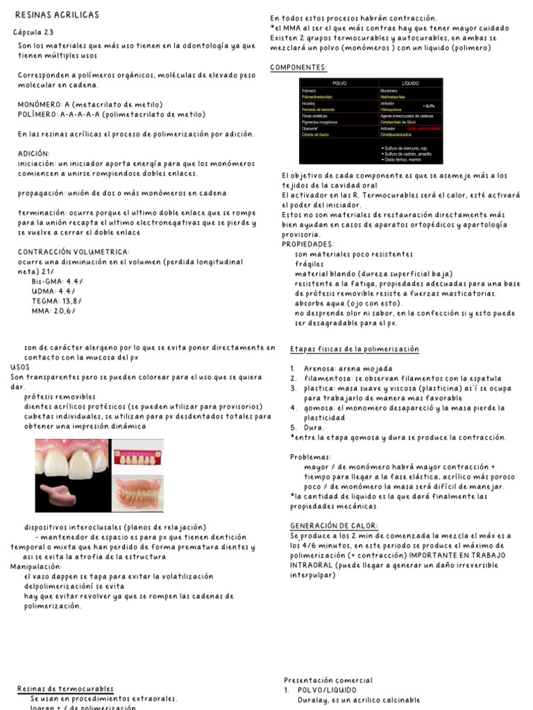 Clase de Resinas Acrilicas | PDF | Polimetacrilato de metilo) | Polímeros