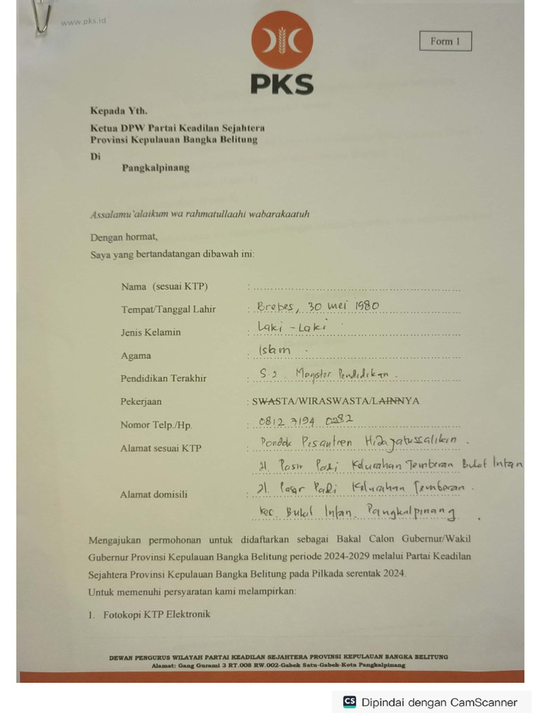 Pendaftaran PKS | PDF