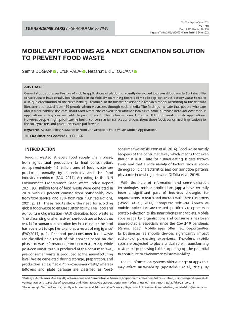 Mobile Apps to Prevent Food Waste | PDF | Sustainability | Attitude ...