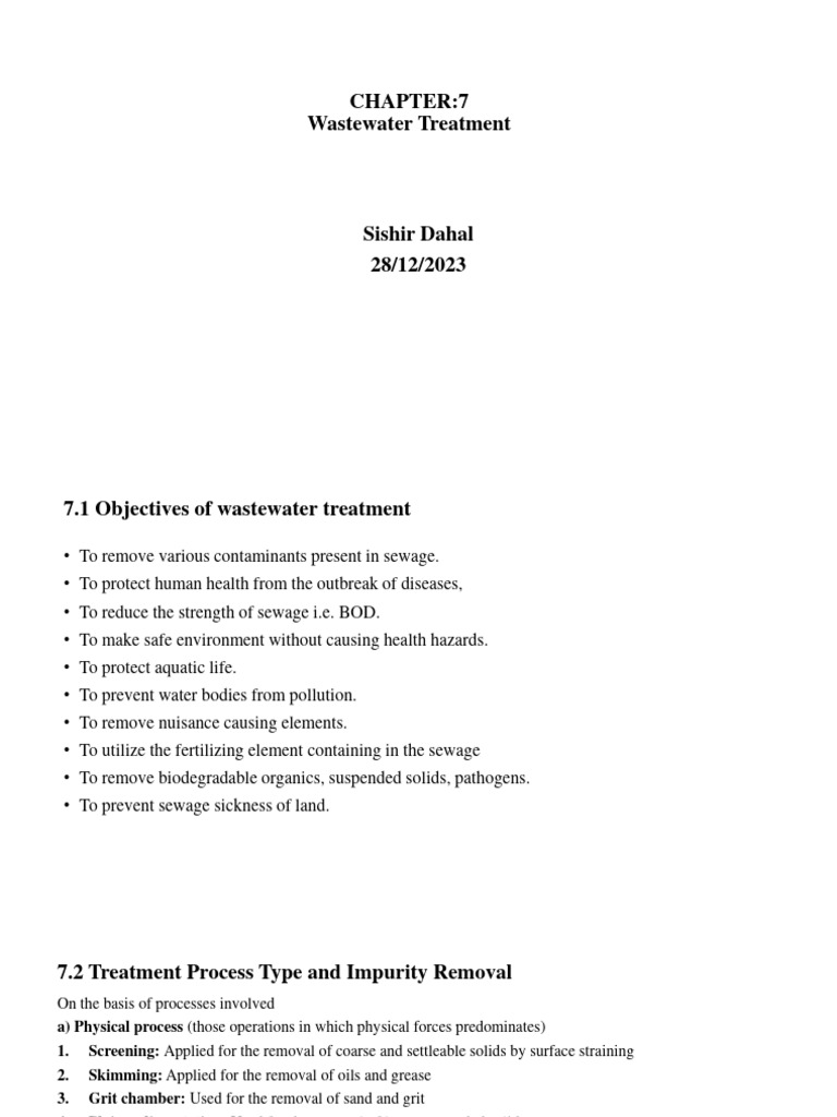 C7 Wastewater Treatment Pdf Sewage Treatment Environmental