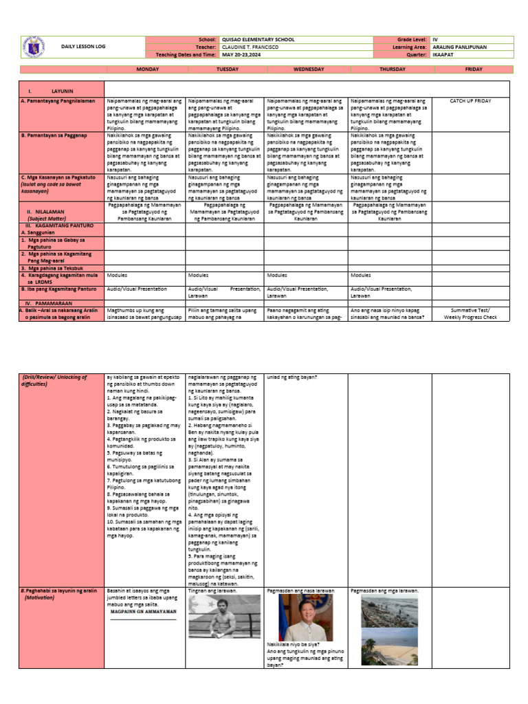 DLL - AP4 - Q4 - W8 - Nasusuri Ang Bahaging Ginagampanan NG Mga Mamamayanedumaymaylauramosangie ...