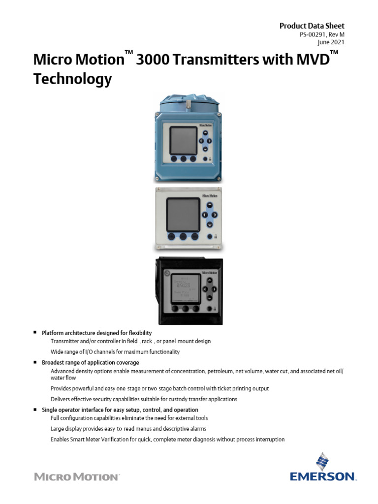 Data Sheet Transmitters Controllers Series 3000 Micro Motion en 62194 ...