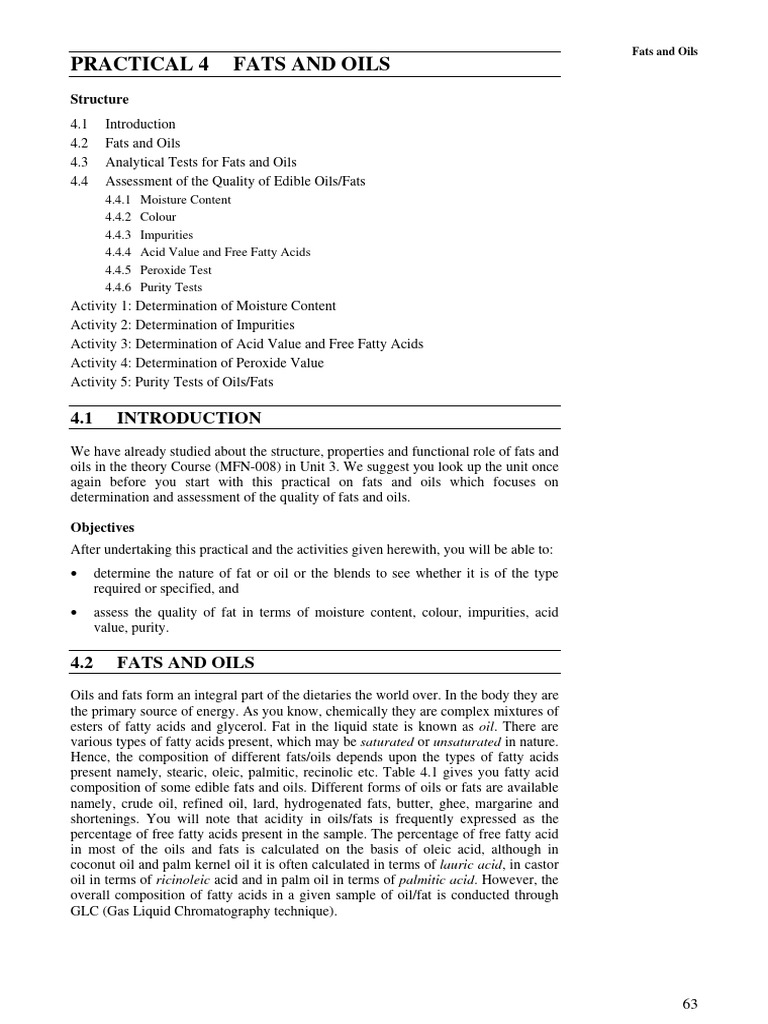 Practical 4 | PDF | Vegetable Oil | Fat