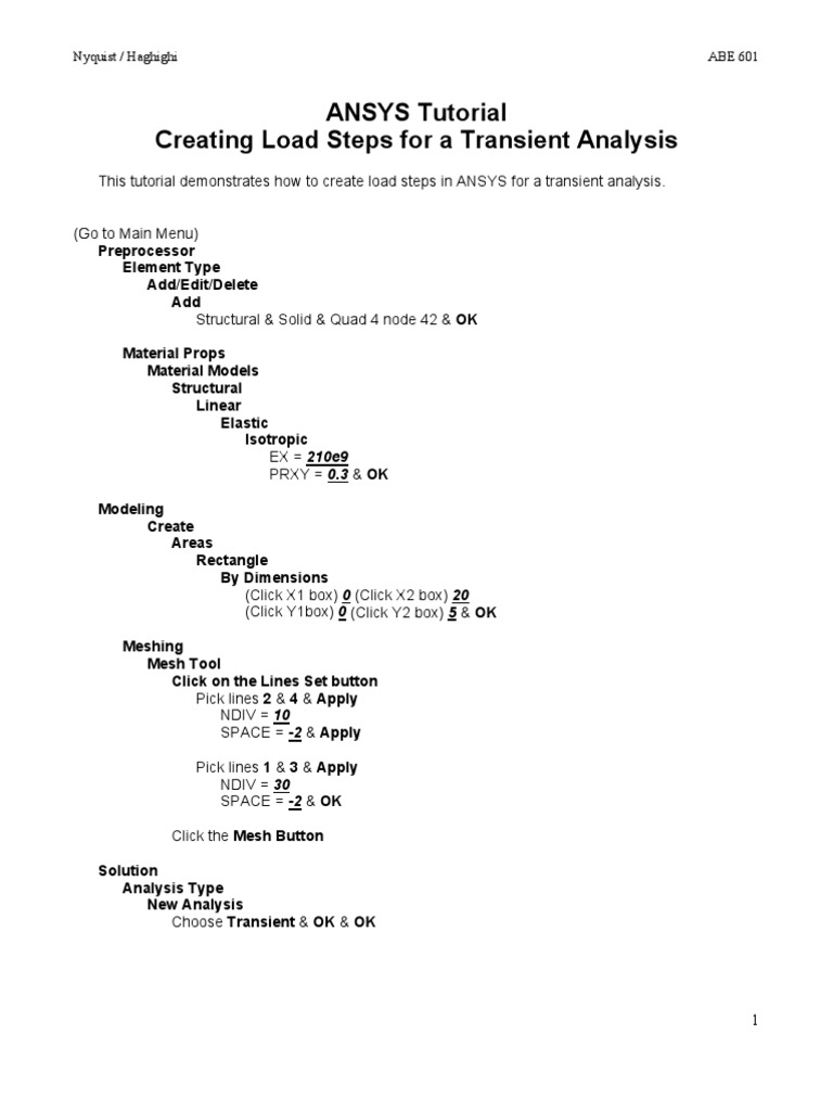 Transient Load Steps Tutorial v81 | PDF | Computers