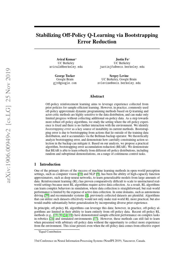 Stabilizing Off Policy QLearning | PDF | Applied Mathematics