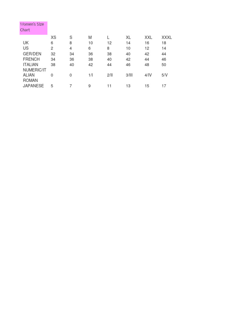 Gianfranco Ferre' Womens Size Guide | PDF