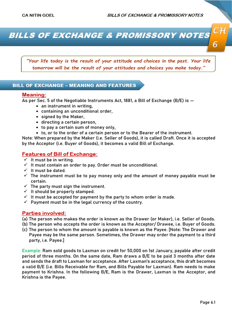 Bills of Exchange & Promissory Notes: Meaning | PDF | Negotiable ...