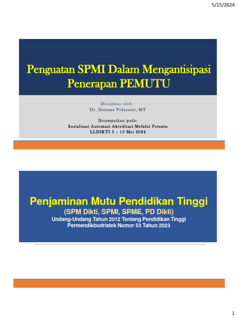 Penguatan SPMI Dalam Mengantisipasi Penerapan PEMUTU | PDF