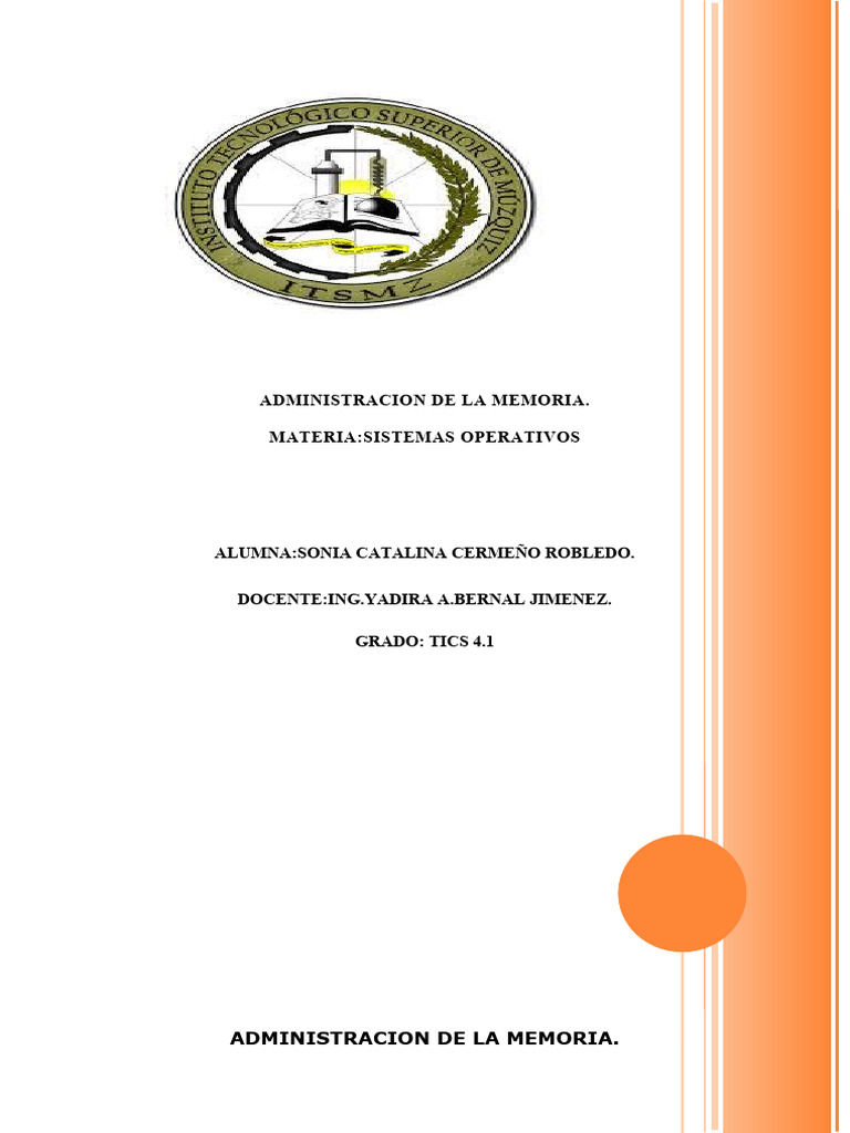 Administracion De La Memoria Pdf Almacenamiento De Datos De La