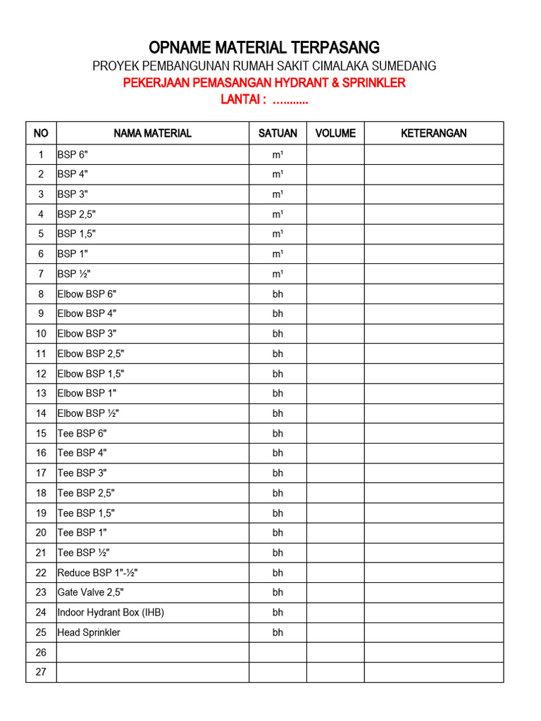 Data Opname Material | PDF