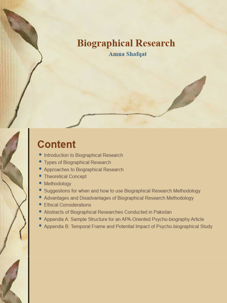 Biographical Reserach | PDF | Methodology | Biography