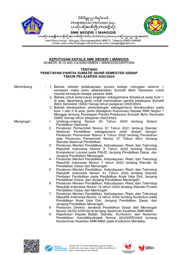 SK SAS Genap 2023-2024 Rev | PDF