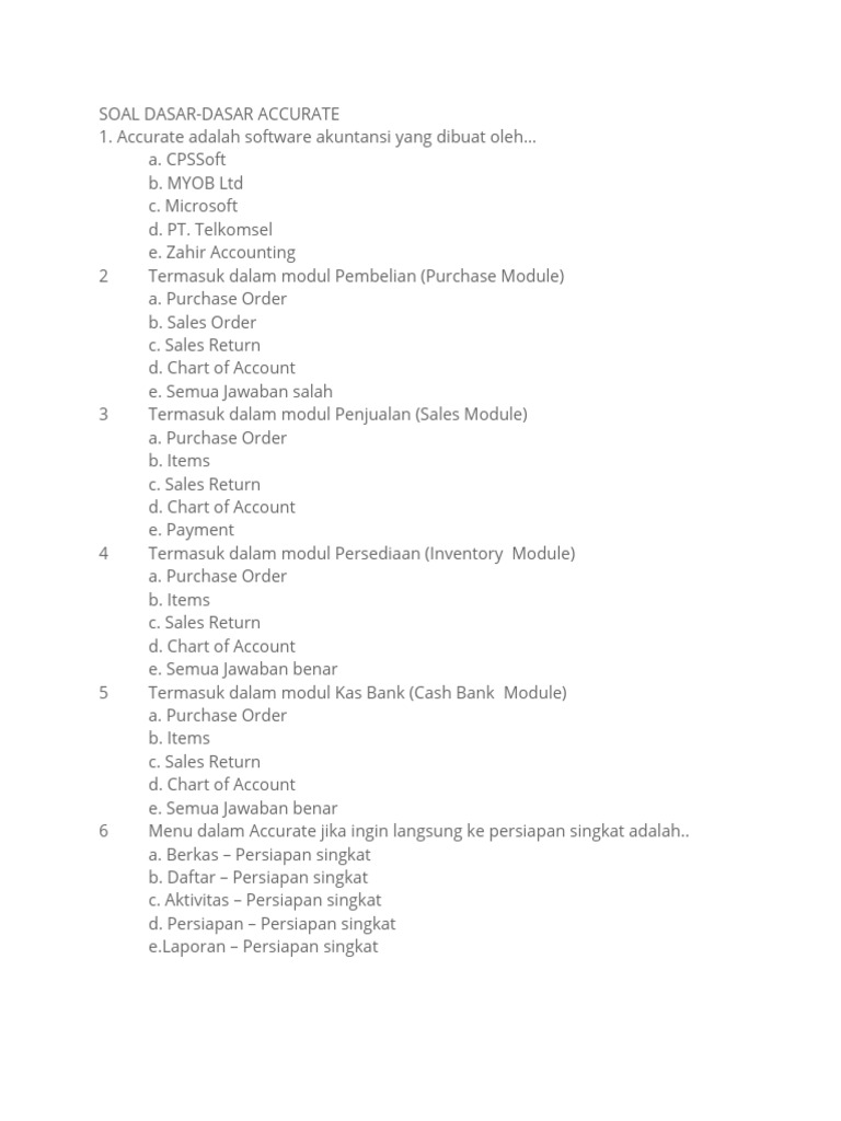 Soal Dasar. Accurate | PDF | Pengelolaan Keuangan & Uang
