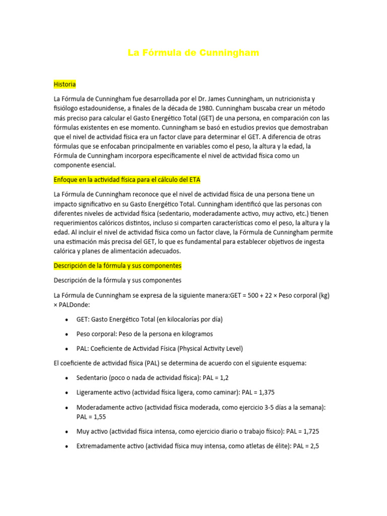 La Fórmula de Cunningham | PDF | Pérdida de peso | Dieta