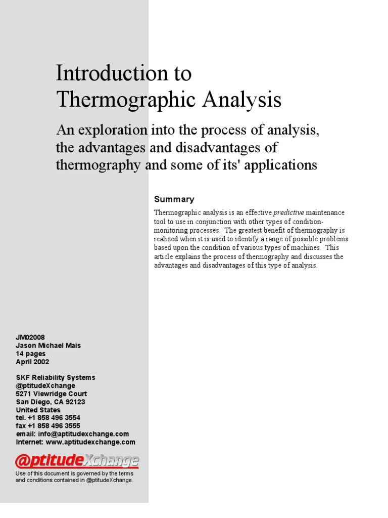 Introduction to Thermographic Analysis SKF | Thermography | Applied And ...