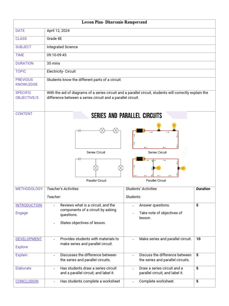 9 - April 12, 2024 - Electricity - 8E - D. Rampersaud | PDF