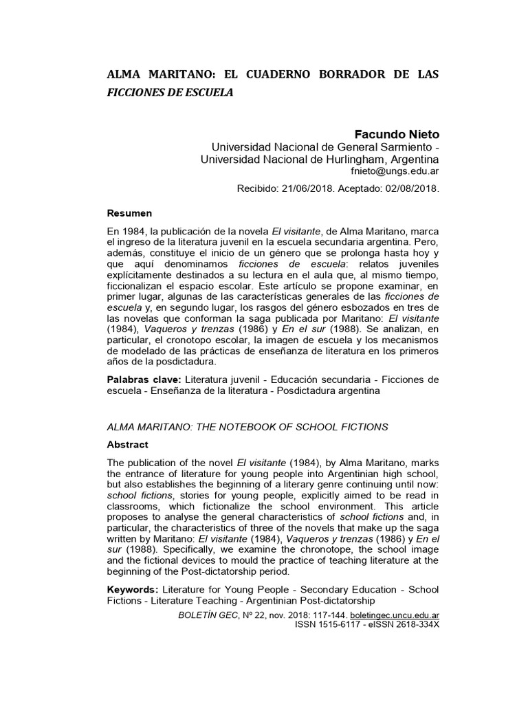 Facundo Nieto - Alma Maritano El Cuaderno Borrador | PDF | Escuelas ...