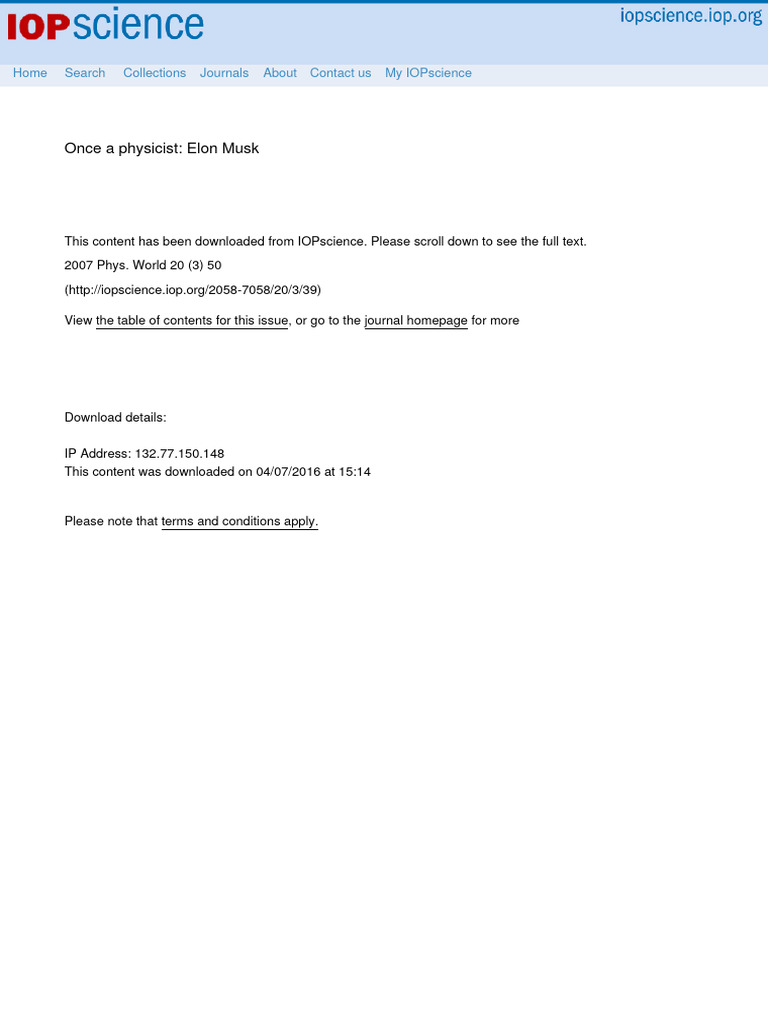 Once A Physicist: Elon Musk: Home Search Collections Journals About Contact Us My Iopscience ...