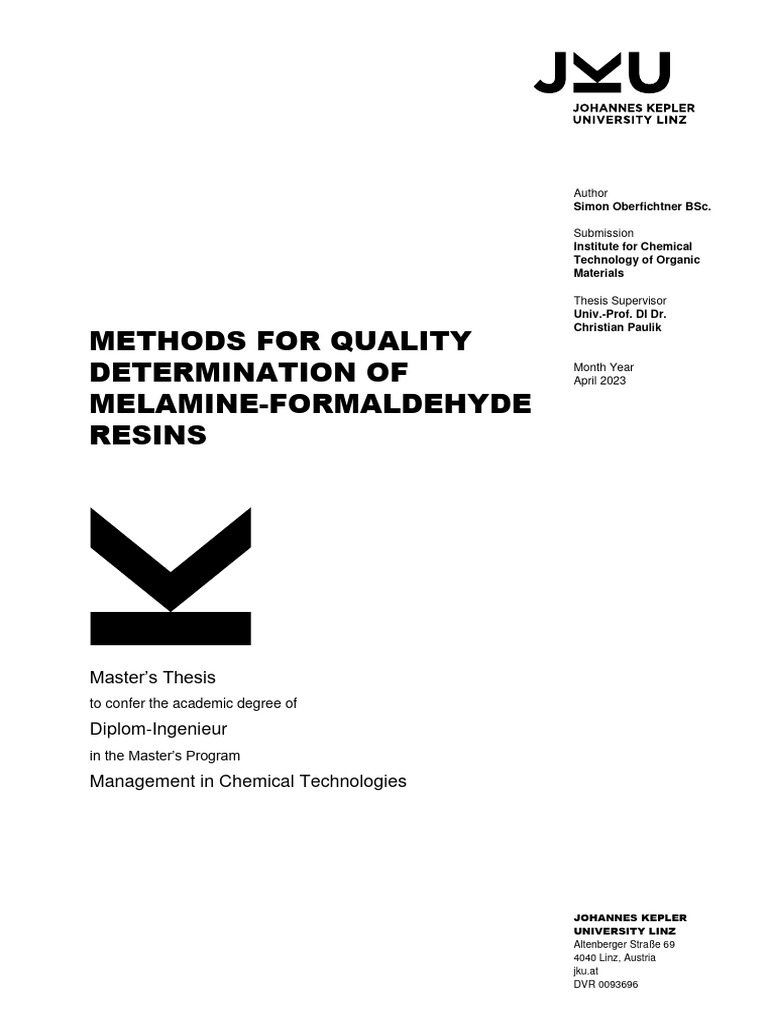 Methods For Quality Determination of Melamine-Formaldehyde Resins | PDF ...