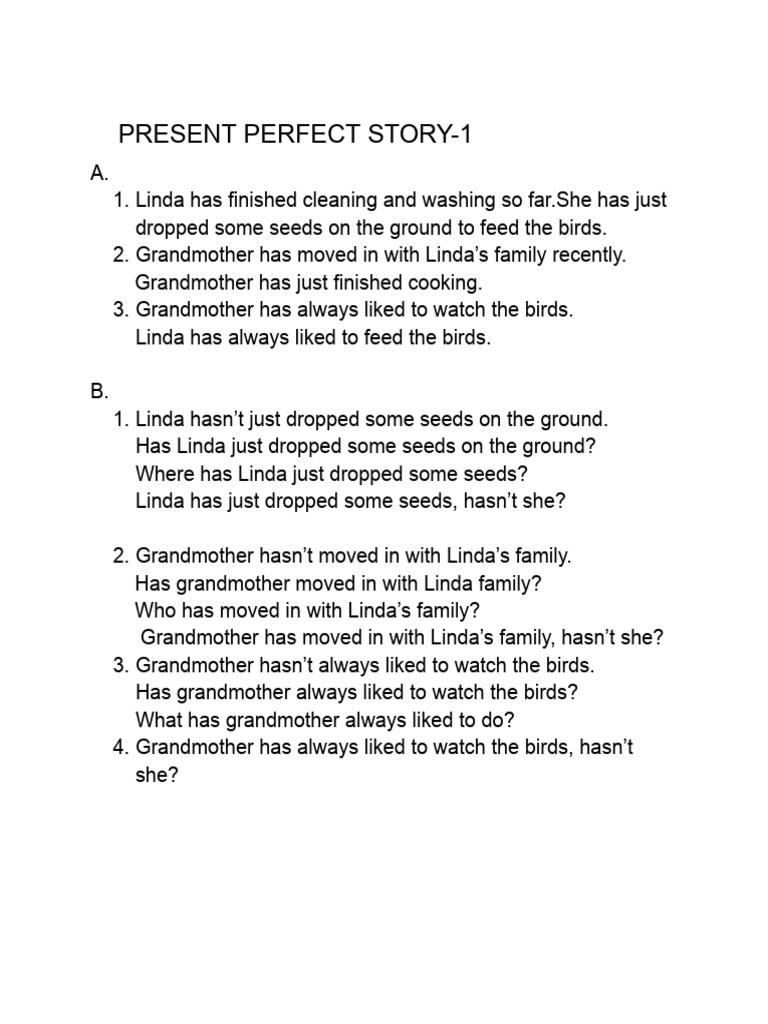Present Perfect Stories for Learning | PDF | Art
