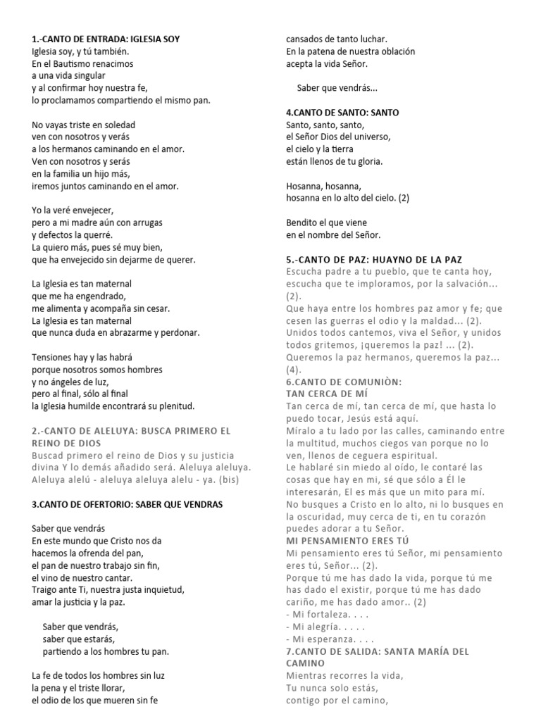 Cantos de Misa | Descargar gratis PDF | Amor | Cristo (título)