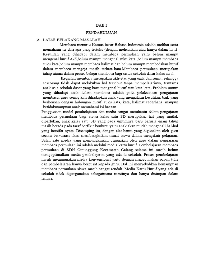 Upaya Peningkatan Kemampuan Membaca Melalui Media Kartu Kata Pada Siswa Kelas 1B SDN Slipi 01 ...