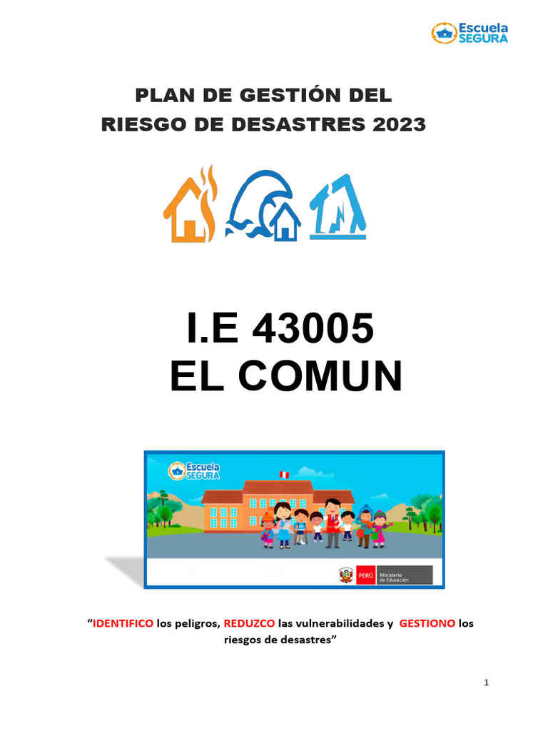 Plan-De-Gestion de Riesgo I.E. 43005-2023 | PDF | Radiación | Riesgo