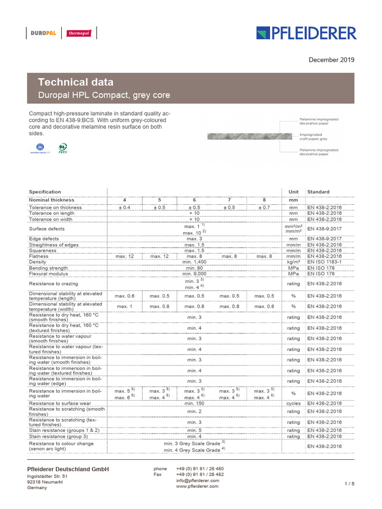 Technical Data Duropal HPL Compact Grey Core Im0021187 | Download Free ...