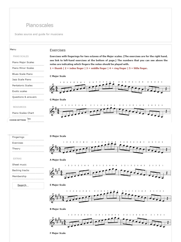 Piano Scales Exercises - Practice Scales With Both Hands | PDF