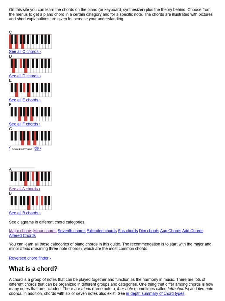 Piano Chord Guide With Pictures and Theory | Download Free PDF | Chord ...