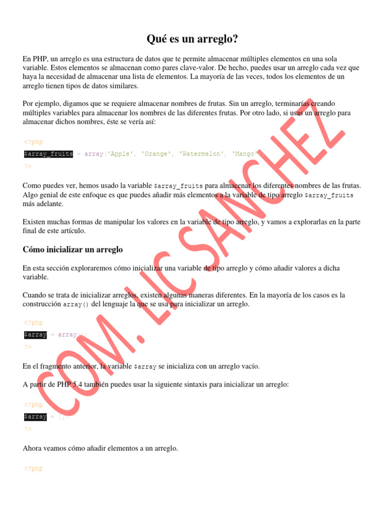 Qué es un arreglo | PDF | Variable (informática) | Lenguaje de programación
