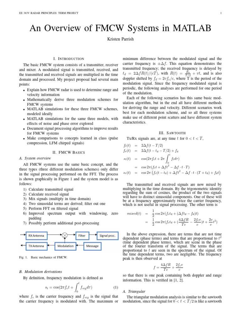 An Overview of FMCW Systems in Matlab | PDF | Modulation | Microwave Technology