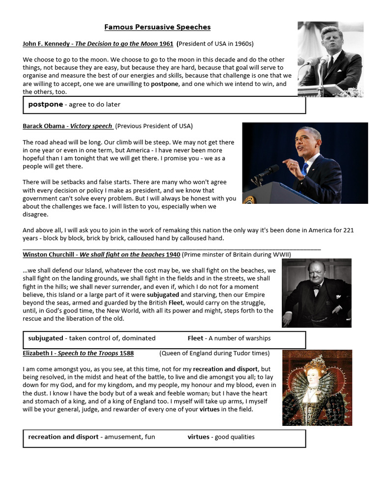 Famous Persuasive Speech Examples PDF | PDF