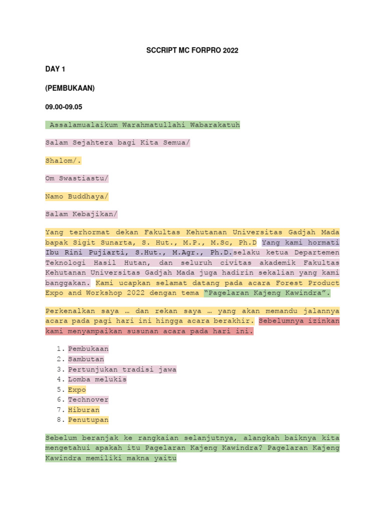 Script MC Forpro 2022 | PDF