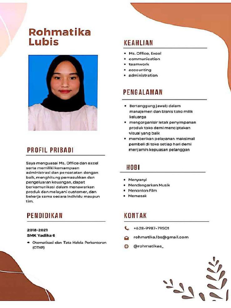 CV - Berkas-Lamaran-Rohmatika-Lubis-Pdf - Compressed | PDF