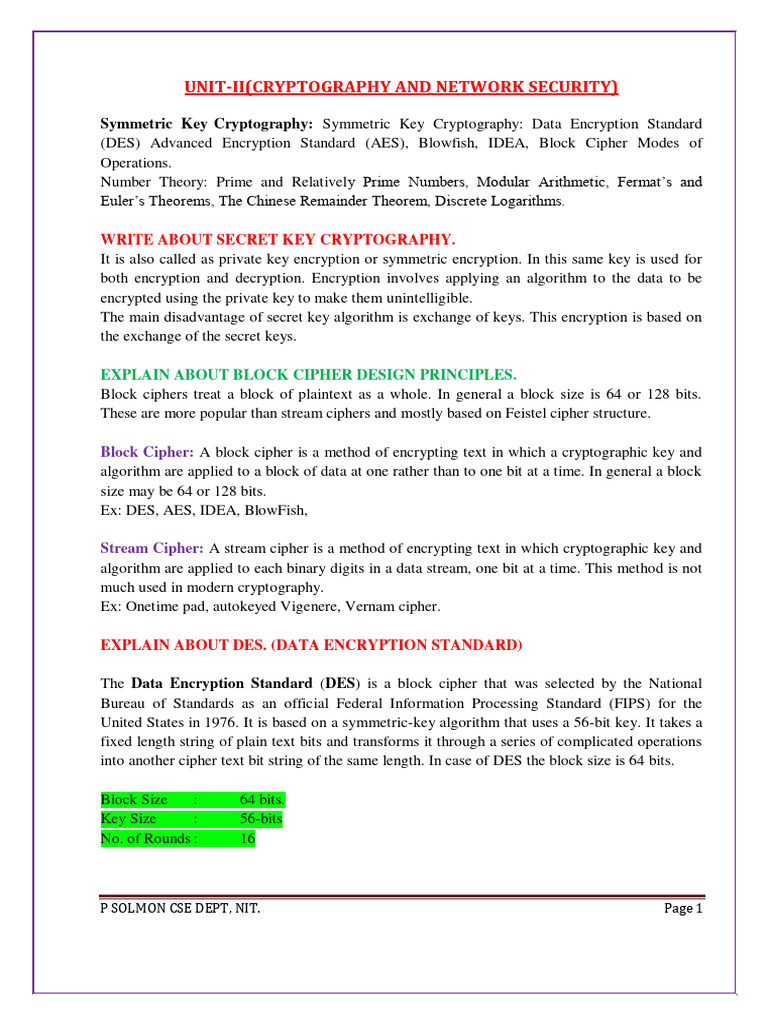 CNS Unit-Ii | Download Free PDF | Cryptography | Encryption