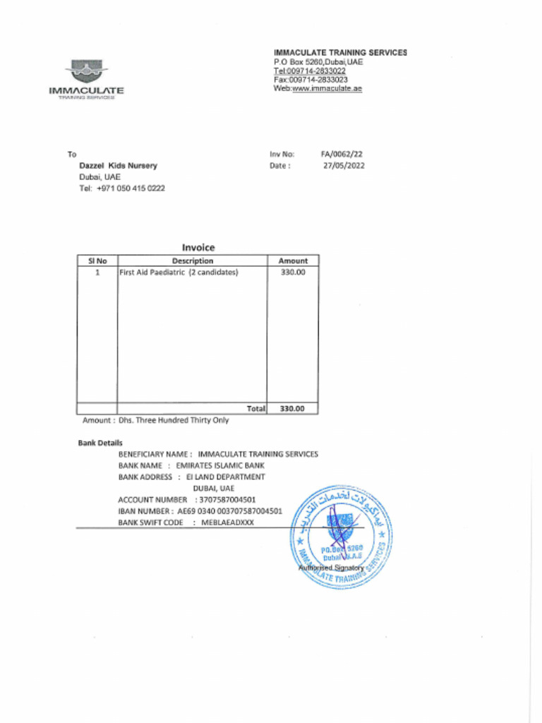 dazzle kids invoice | PDF