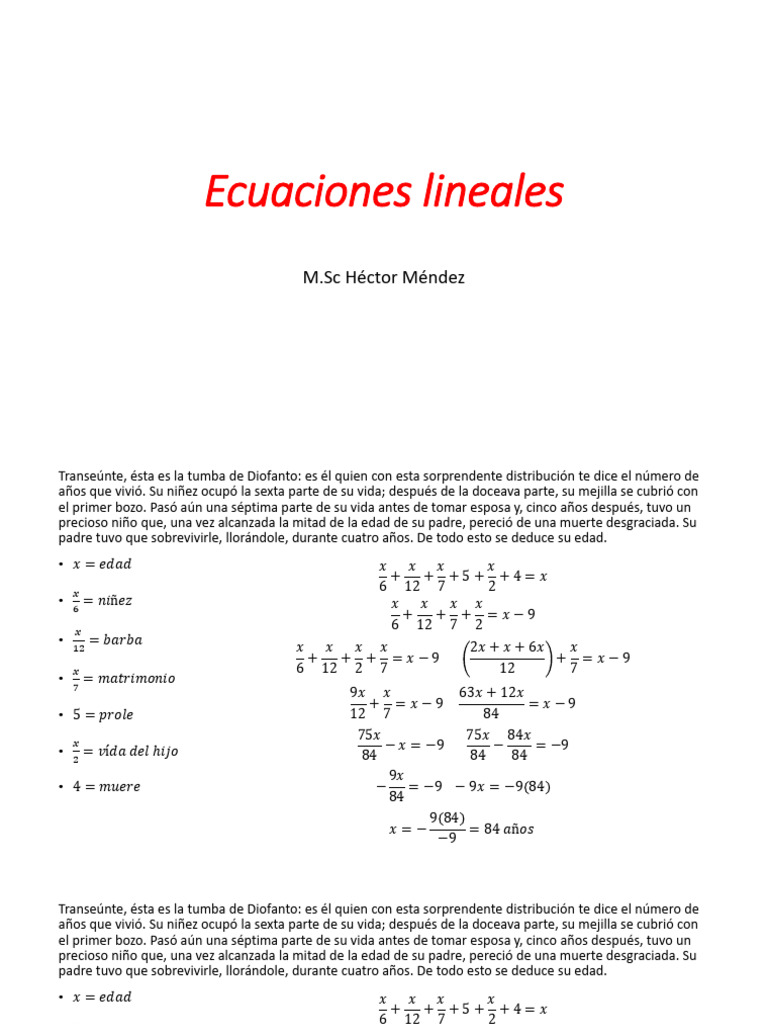 C3 Ecuaciones Lineales | PDF