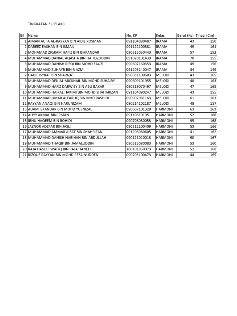 Student Weight and Height Data | PDF