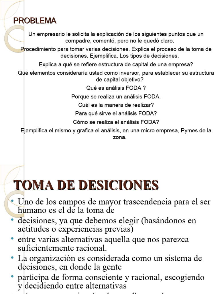 El Proceso de Toma de Decisiones | PDF | Análisis FODA | Economias