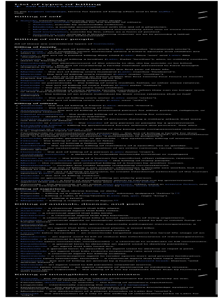 List of types of Killing | PDF