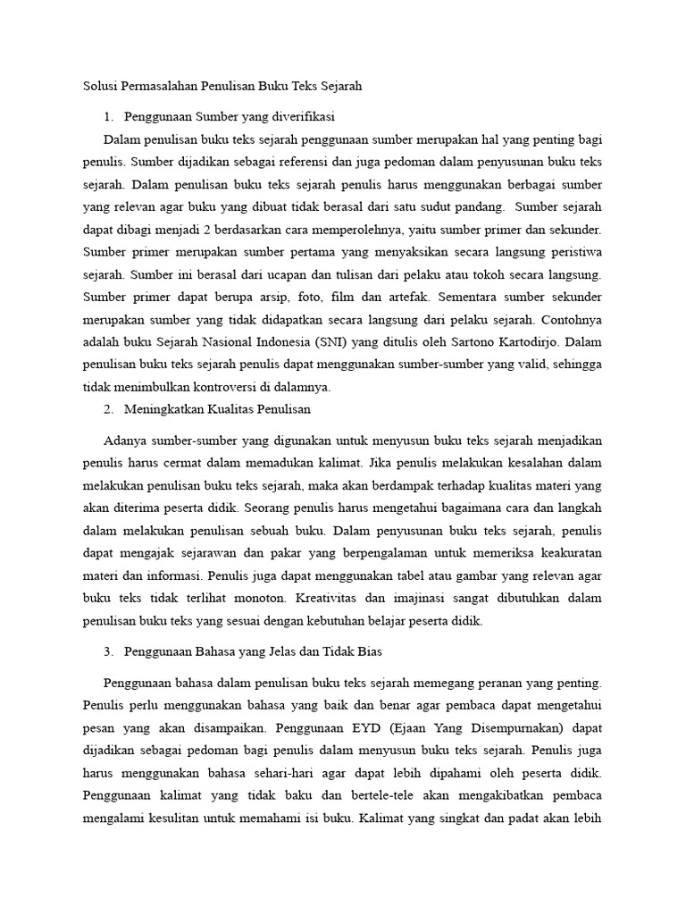 Solusi Penulisan Buku Teks Sejarah | PDF | Seni & Disiplin Bahasa