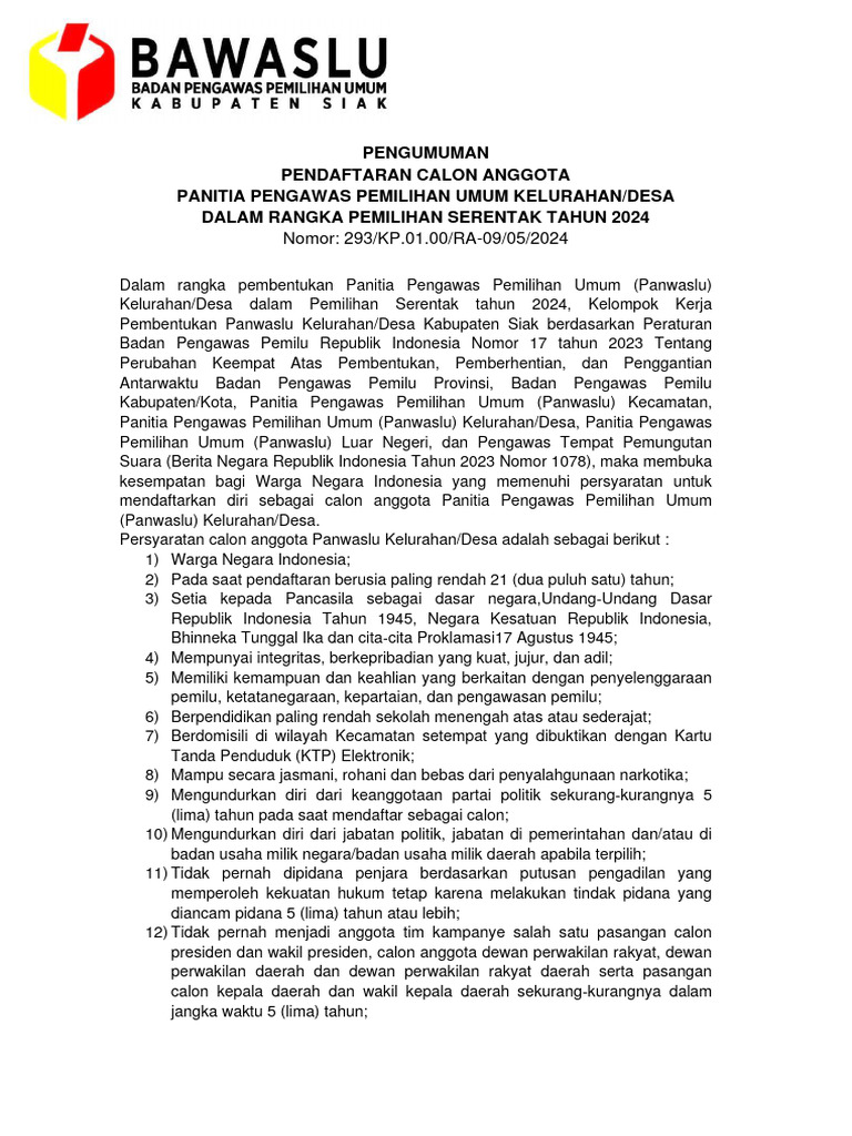 Pengumuman - Pendaftaran PKD | PDF