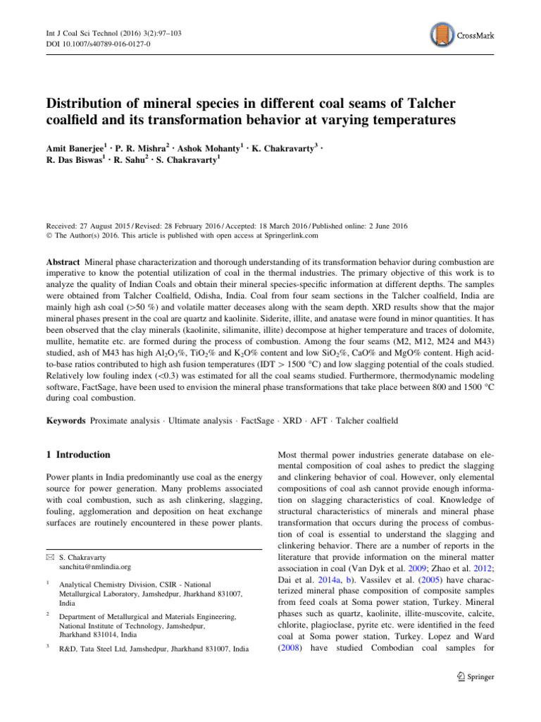 Art 3A10.1007 2Fs40789 016 0127 0 - 2 | PDF | Coal | Minerals