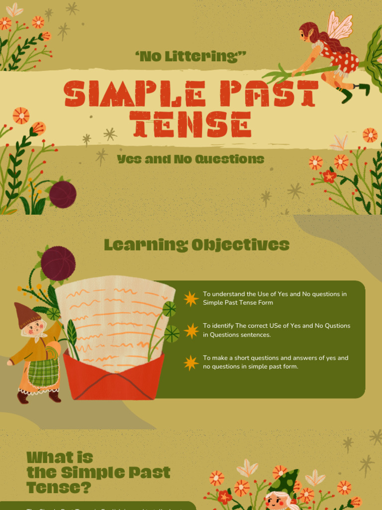 Theme No Littering" Lesson Yes No Questions Past Tense | PDF ...
