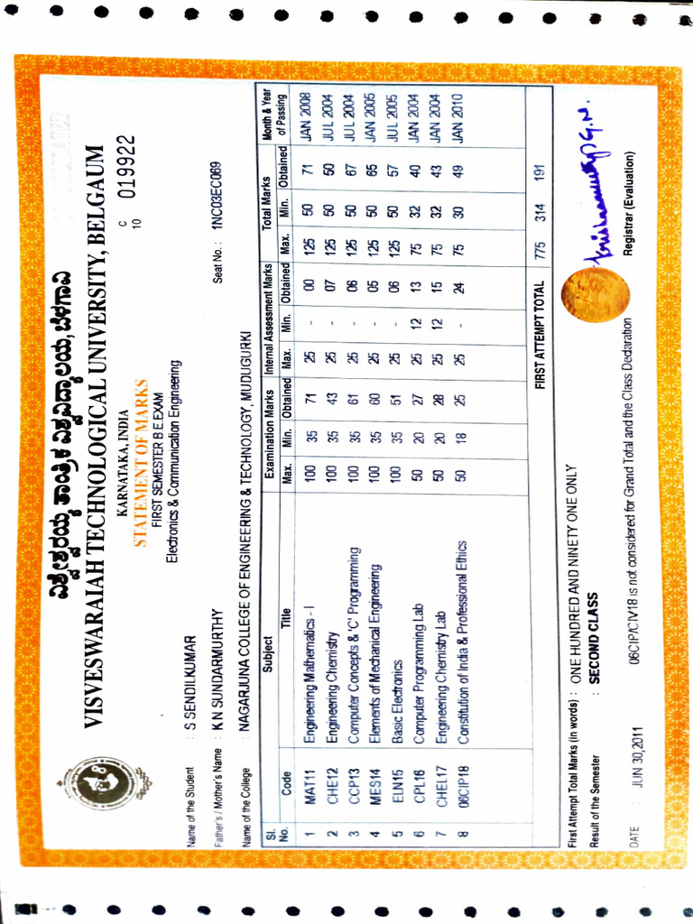 BE Mark Sheets | Download Free PDF | Engineering | Computer Science
