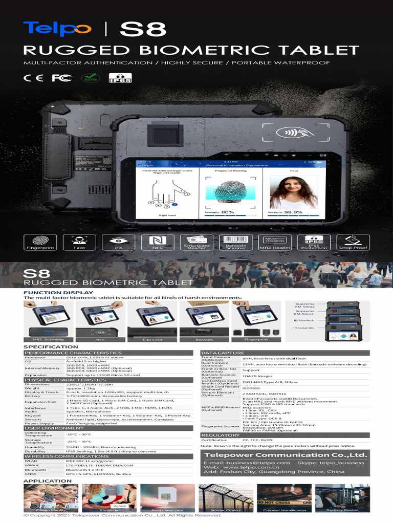 Telpo S8 Specification | PDF