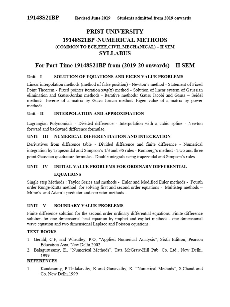 19148S21BP Numerical Methods R2019 | PDF | Numerical Analysis | Finite Difference
