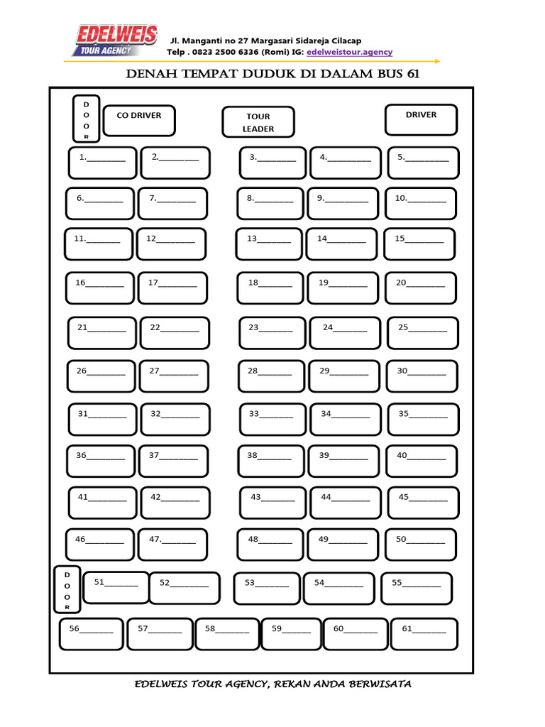 Denah Bus Seat 61 | PDF
